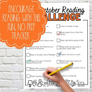 October Reading Challenge Log Kids | INSTANT DOWNLOAD | Printable ...