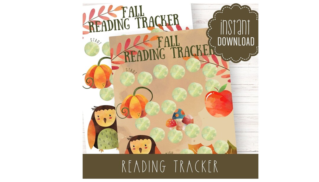 Reading Tracker for Kids Fall/autumn Theme * INSTANT DOWNLOAD ...