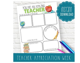 Teacher Appreciation Week Gift Printable Thank You Letter INSTANT ...