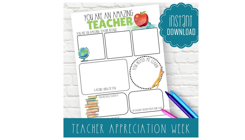 Teacher Appreciation Week Gift Printable Thank You Letter INSTANT ...