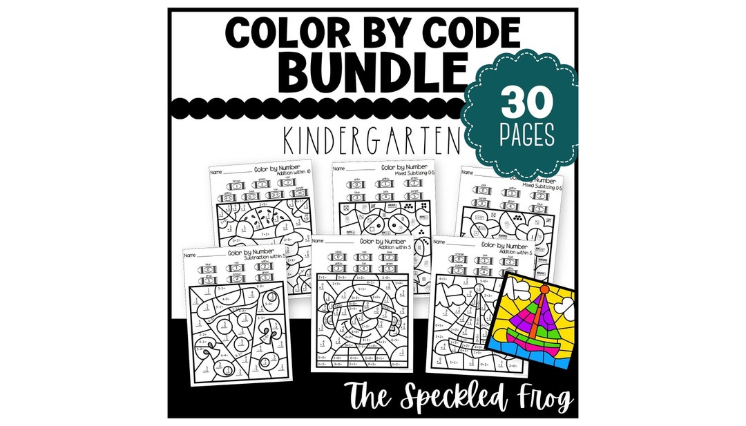 Printable Kindergarten Worksheets Color by Number Bundle INSTANT ...