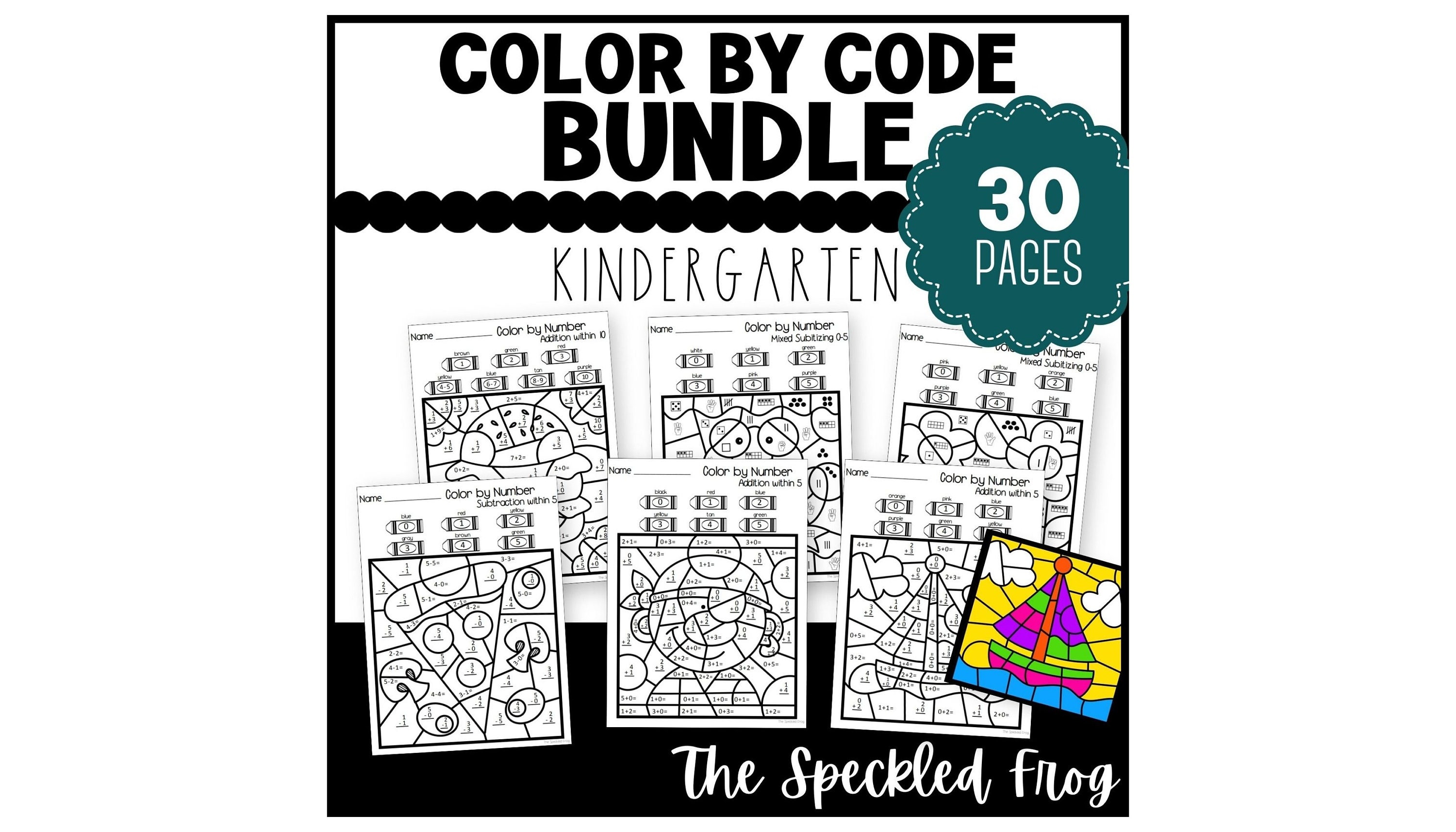 Printable Kindergarten Worksheets Color by Number Bundle INSTANT ...