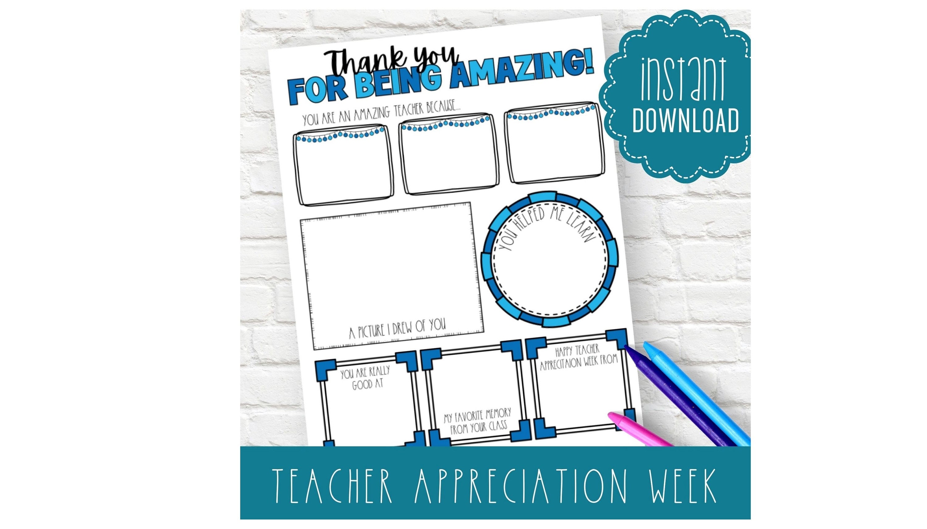 Teacher Appreciation Week Gift Printable Thank You Letter INSTANT ...