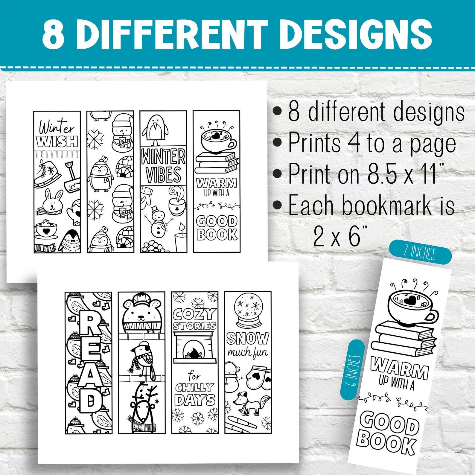 Winter Coloring Bookmarks for Kids | Printable Color Your Own Book ...