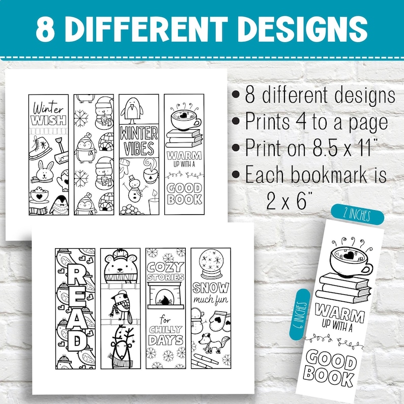 Winter Coloring Bookmarks for Kids | Printable Color Your Own Book ...
