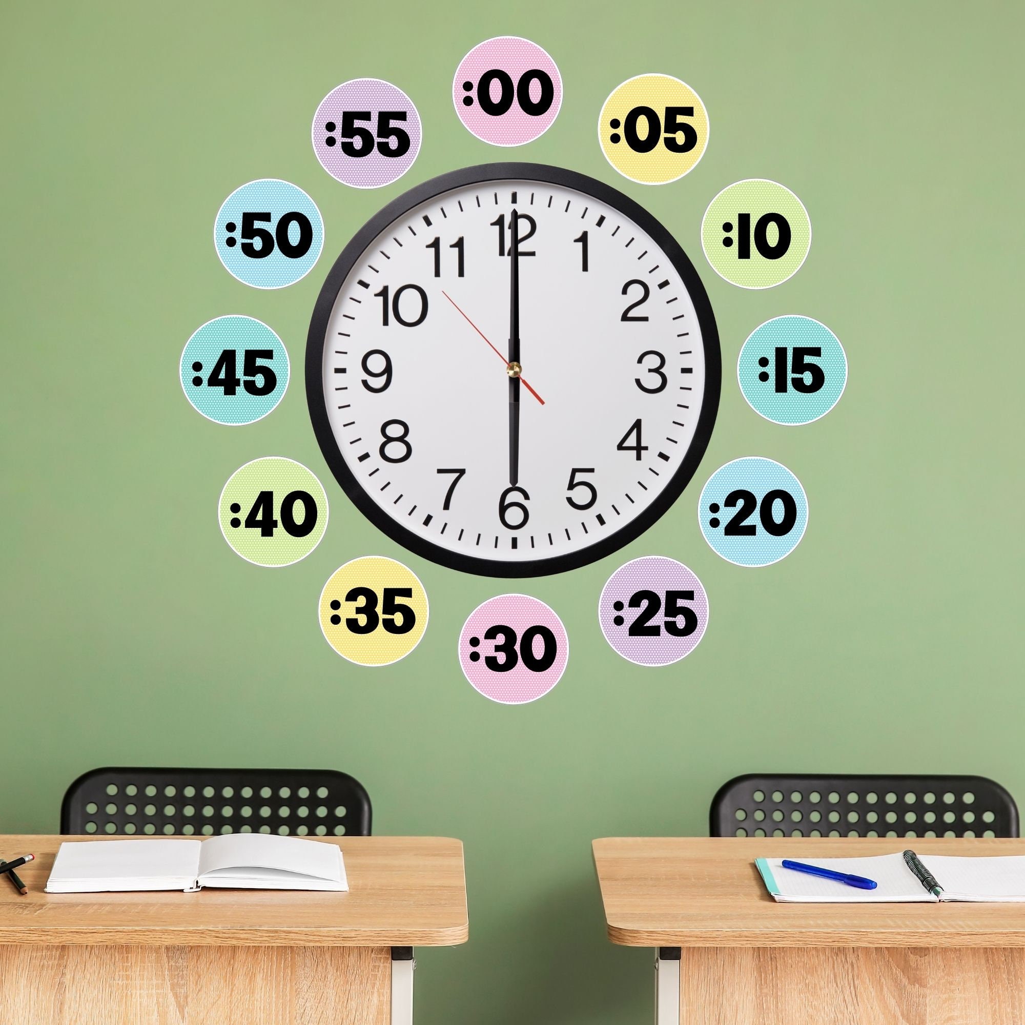 Clock Numbers Printable INSTANT DOWNLOAD, Rainbow Polka Dots Theme ...