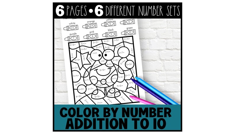Printable Color by Number Outer Space Theme INSTANT DOWNLOAD, Addition ...