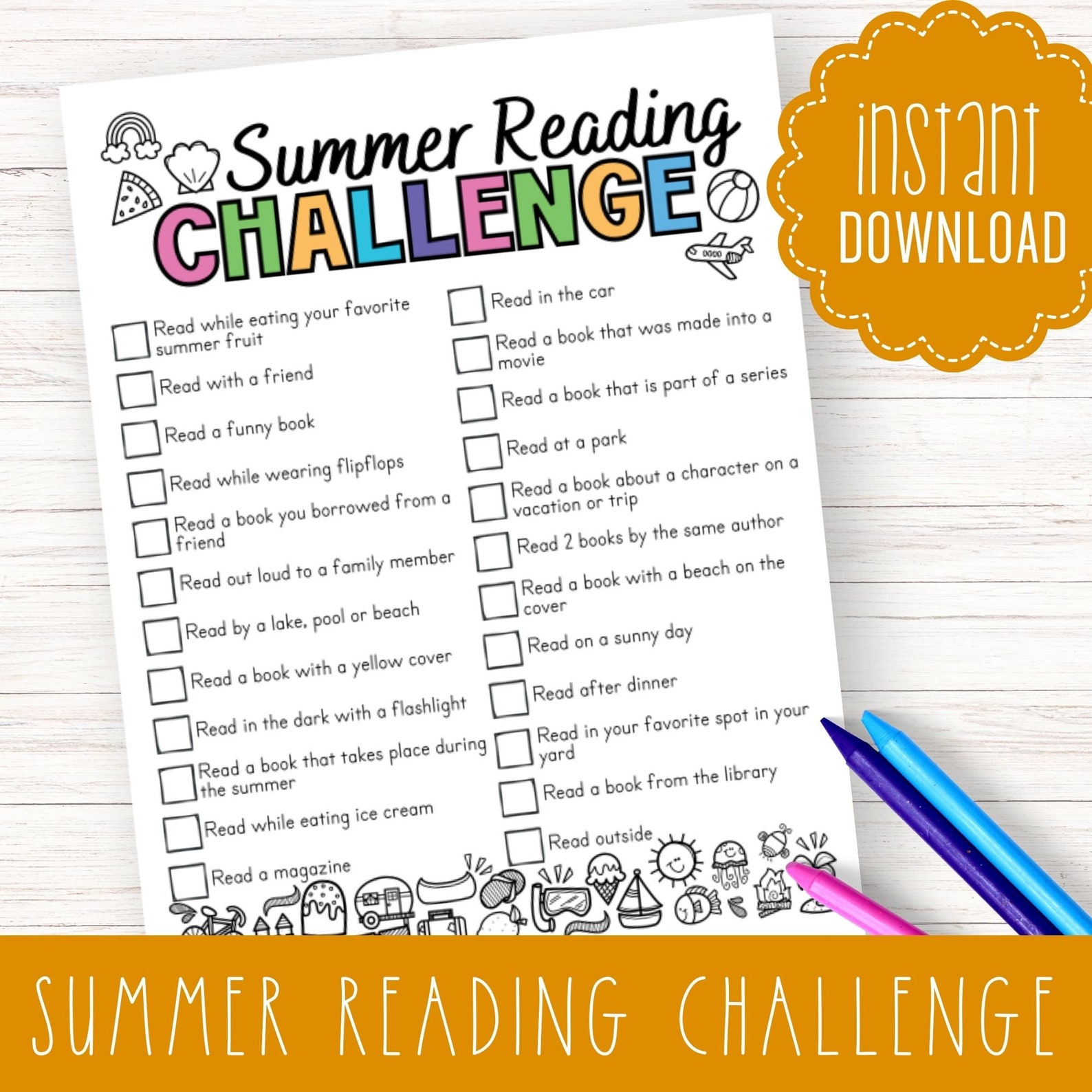 Summer Reading Bundle for Kids INSTANT DOWNLOAD Printable Coloring Page ...