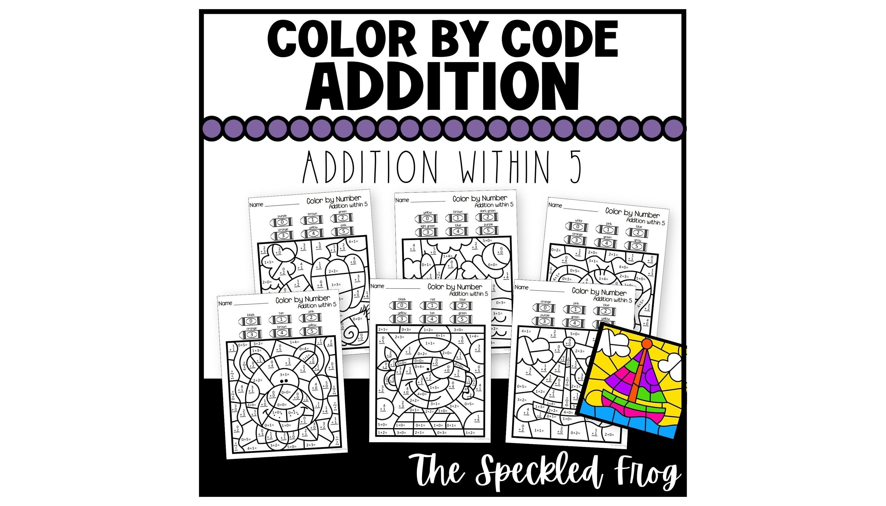 Printable Kindergarten Math Worksheets, INSTANT DOWNLOAD, Color by ...