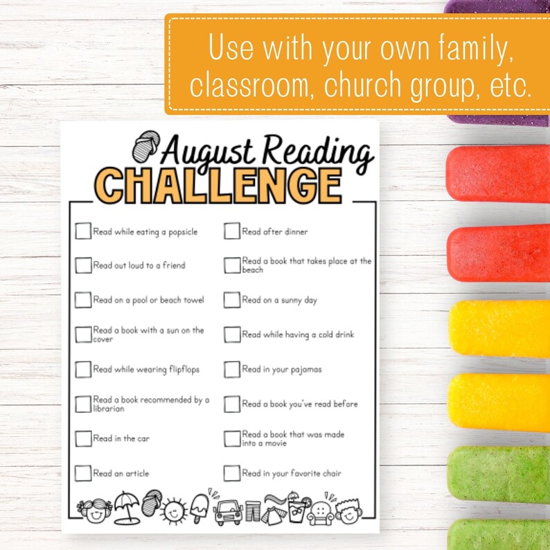 August Reading Challenge Log for Kids | INSTANT DOWNLOAD | Printable ...