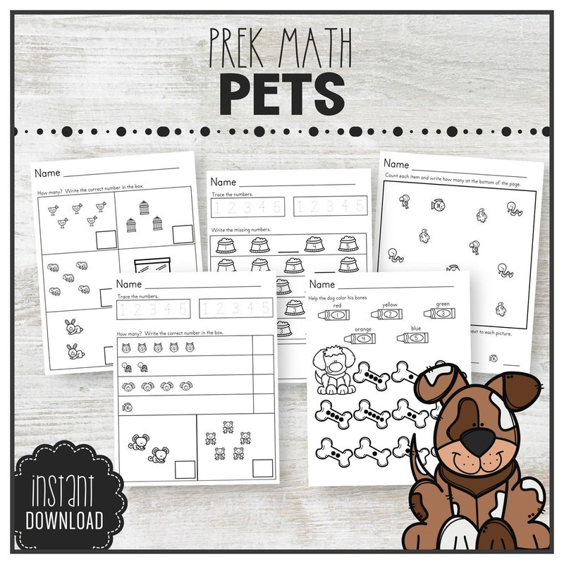 Preschool Worksheets Dog - Etsy