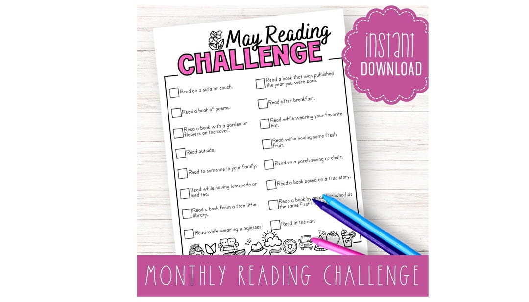 May Kids Reading Challenge Chart | INSTANT DOWNLOAD | Printable ...