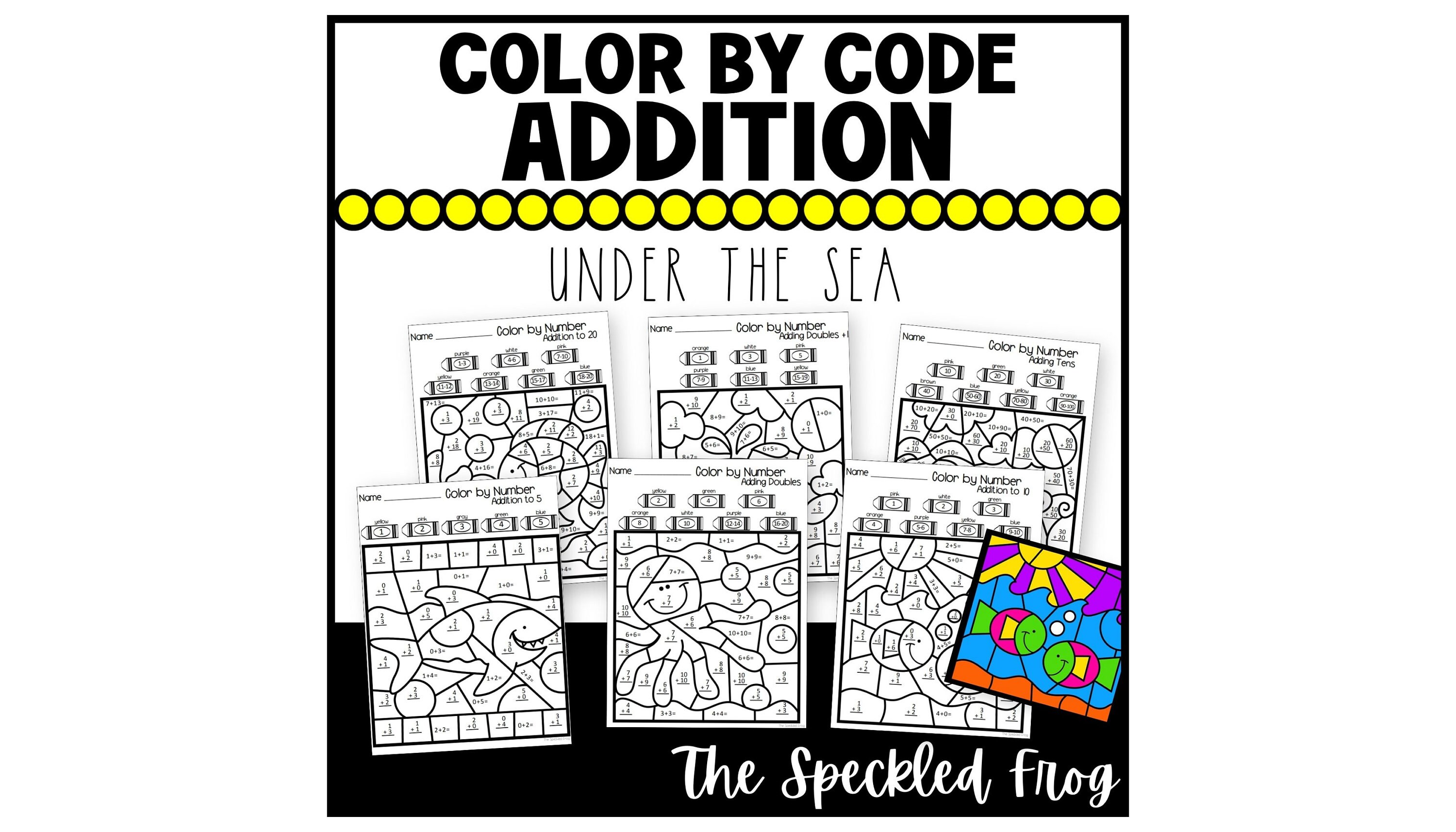 Printable Kindergarten First Grade Math Worksheets Color by Number ...