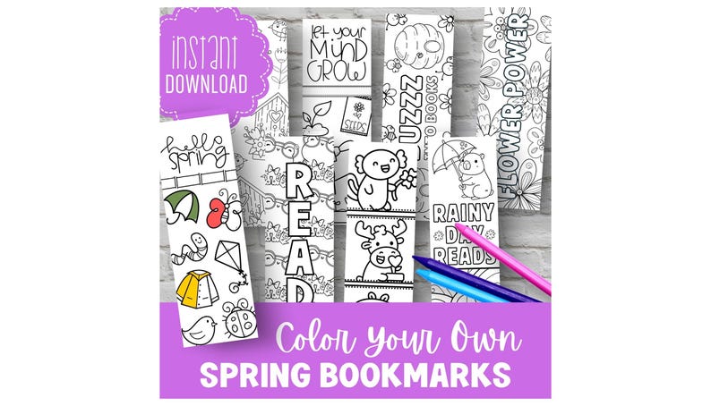 Spring Coloring Bookmarks Printable | Color Your Own Craft for Kids ...