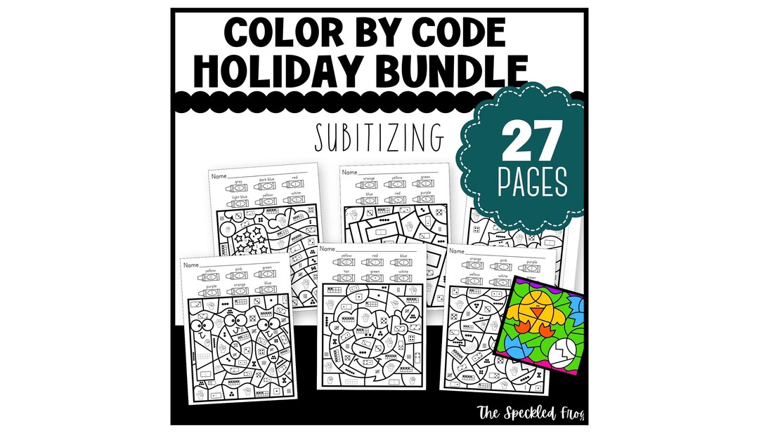 Printable Holiday Color by Number Bundle INSTANT DOWNLOAD, Subitizing ...
