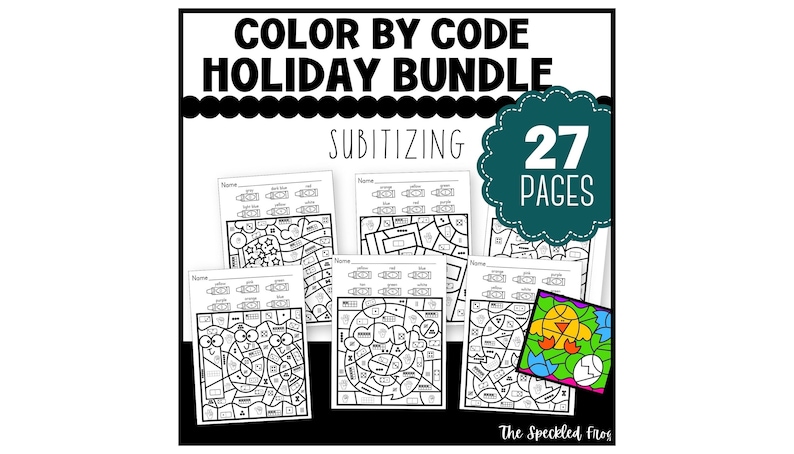 Printable Holiday Color by Number Bundle INSTANT DOWNLOAD, Subitizing ...