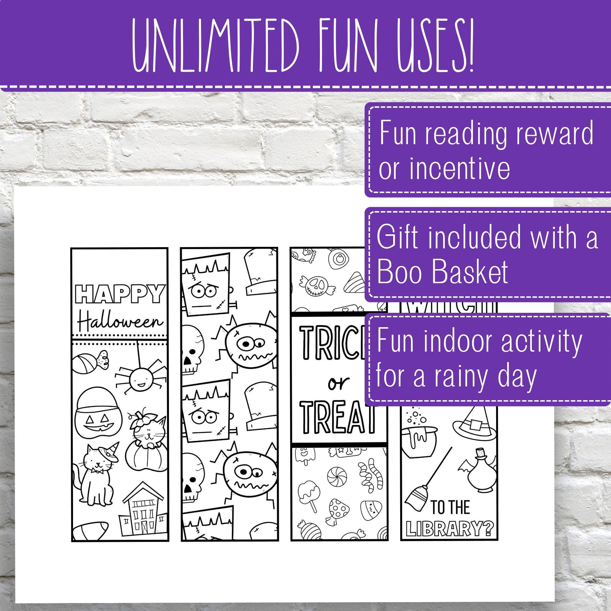 Cute Halloween Coloring Bookmarks | Printable Color Your Own Book Mark ...