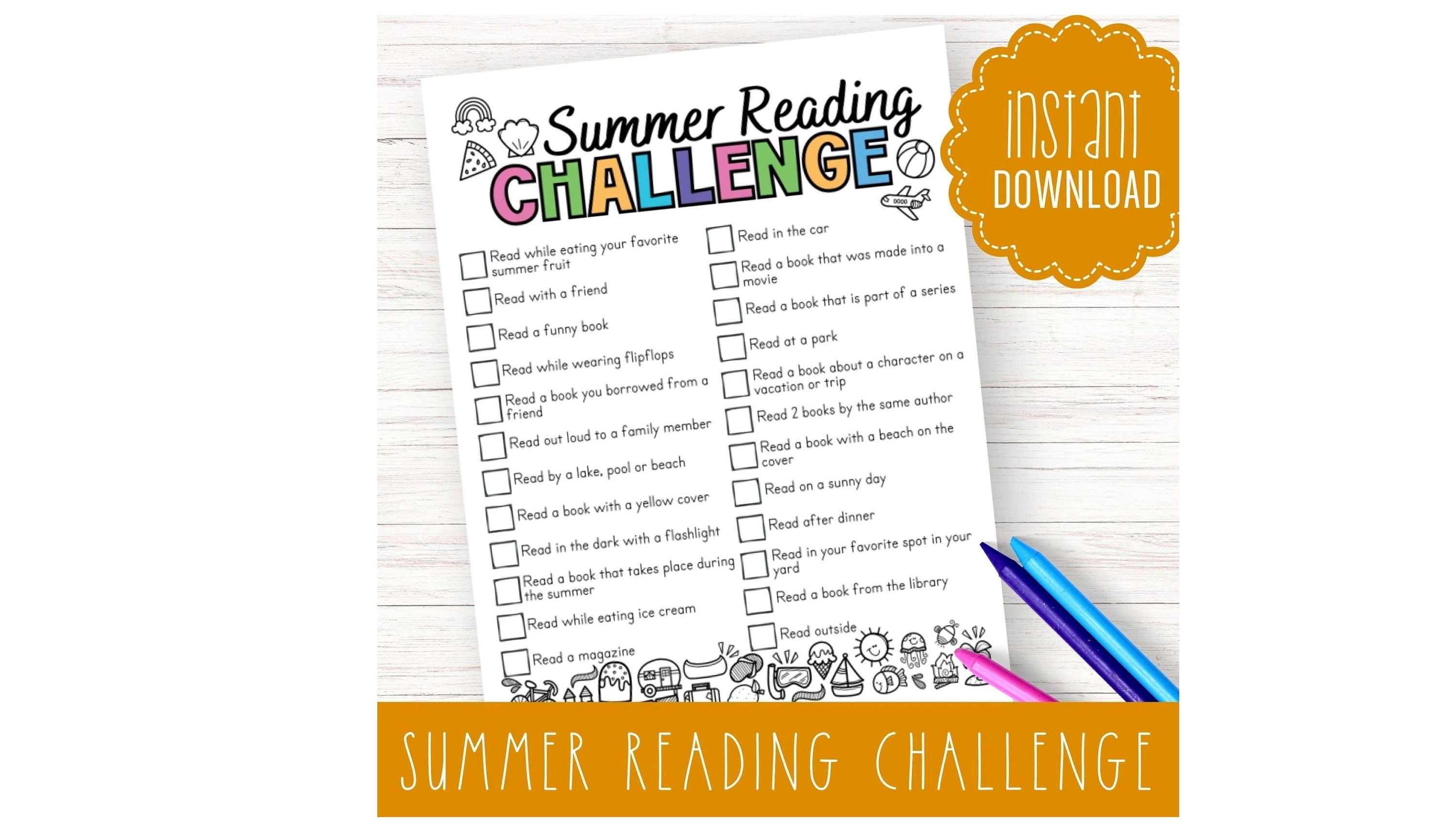 Summer Reading Challenge Log for Kids | INSTANT DOWNLOAD | Printable ...