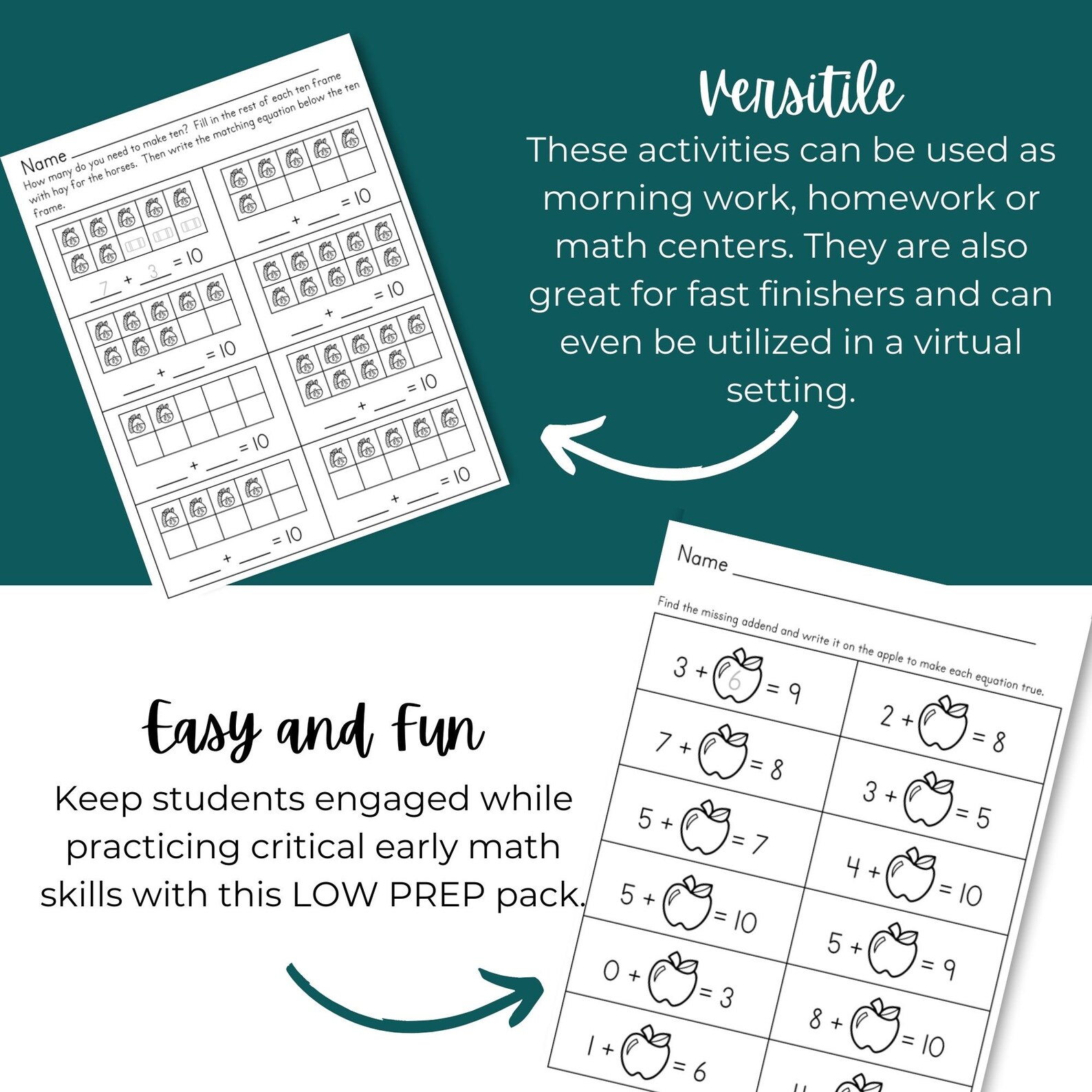 Math Activity Sheets Farm Animal Theme INSTANT DOWNLOAD Kindergarten ...