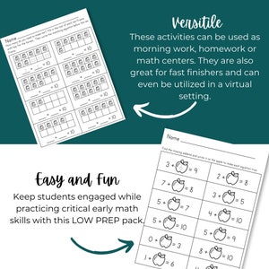 Math Activity Sheets Farm Animal Theme INSTANT DOWNLOAD Kindergarten ...