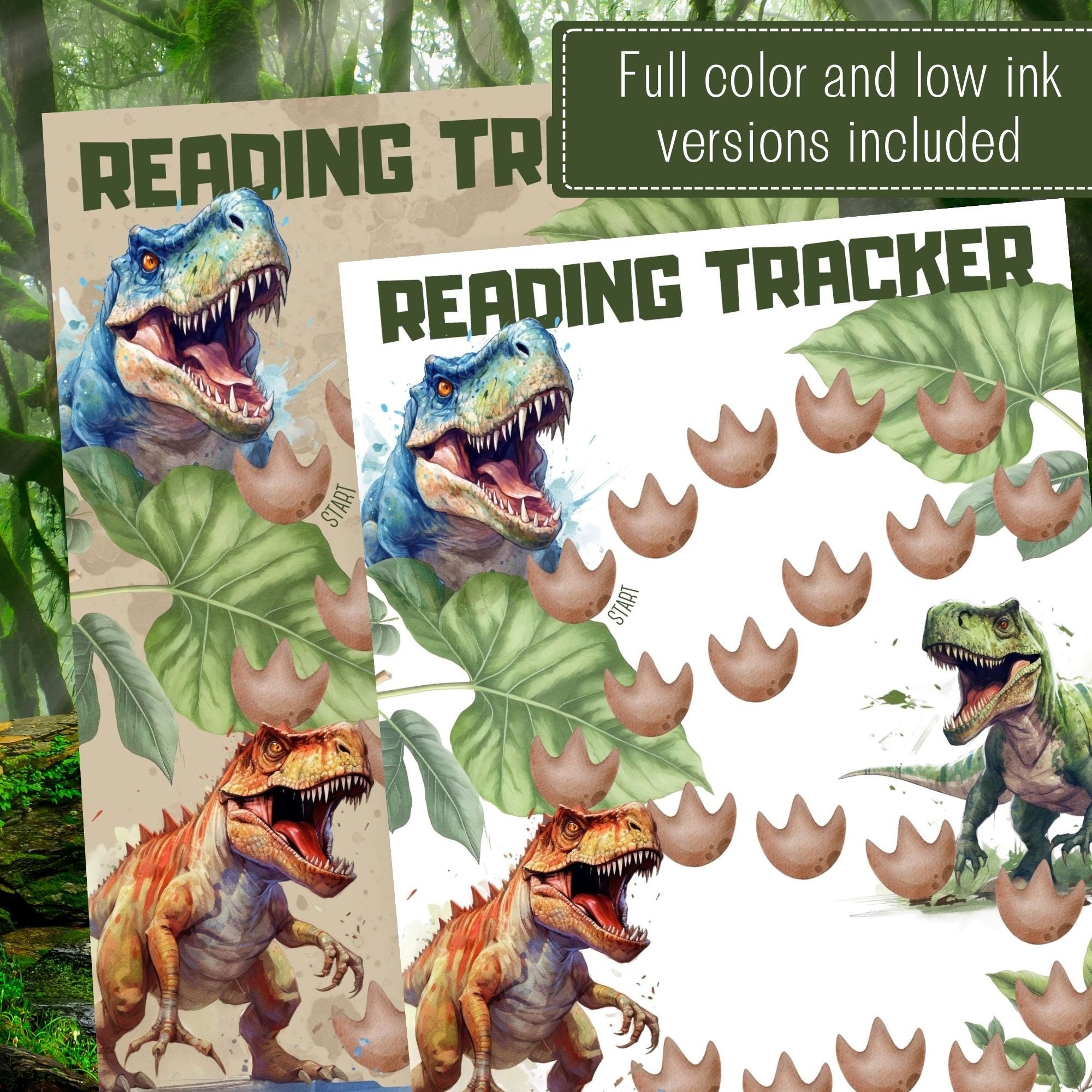 Reading Tracker for Kids Dinosaur Theme * INSTANT DOWNLOAD * Printable ...