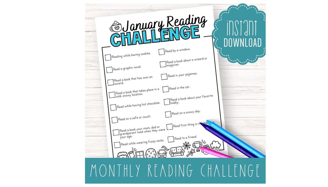 January Reading Challenge Log Kids | INSTANT DOWNLOAD | Printable ...