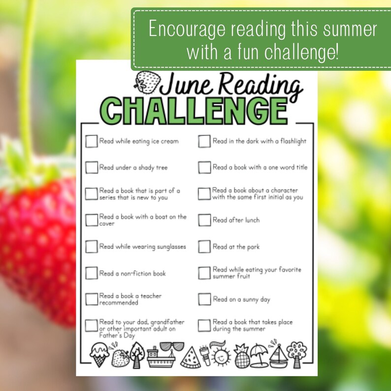 June Reading Challenge Log for Kids | INSTANT DOWNLOAD | Printable ...