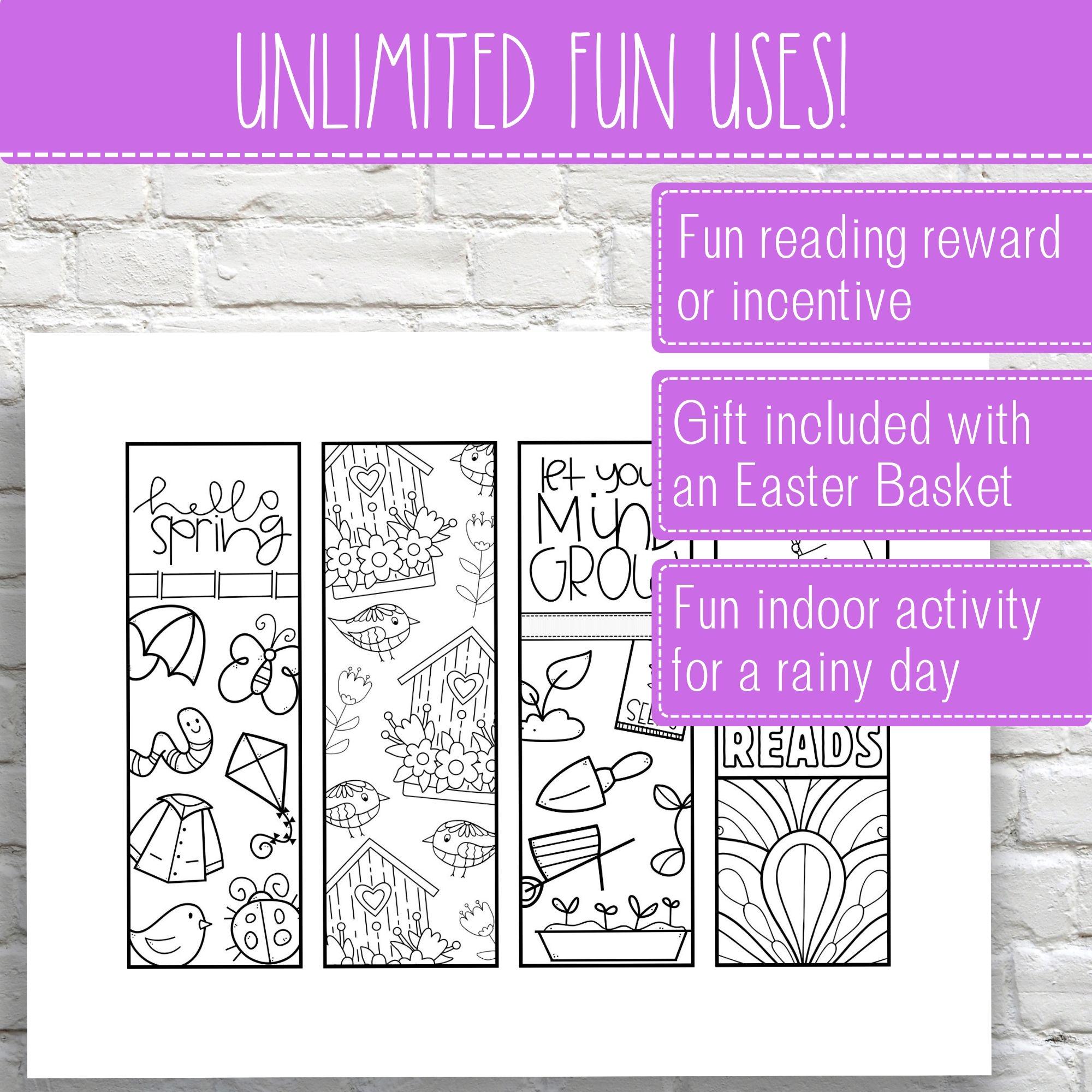 Spring Coloring Bookmarks Printable | Color Your Own Craft for Kids ...