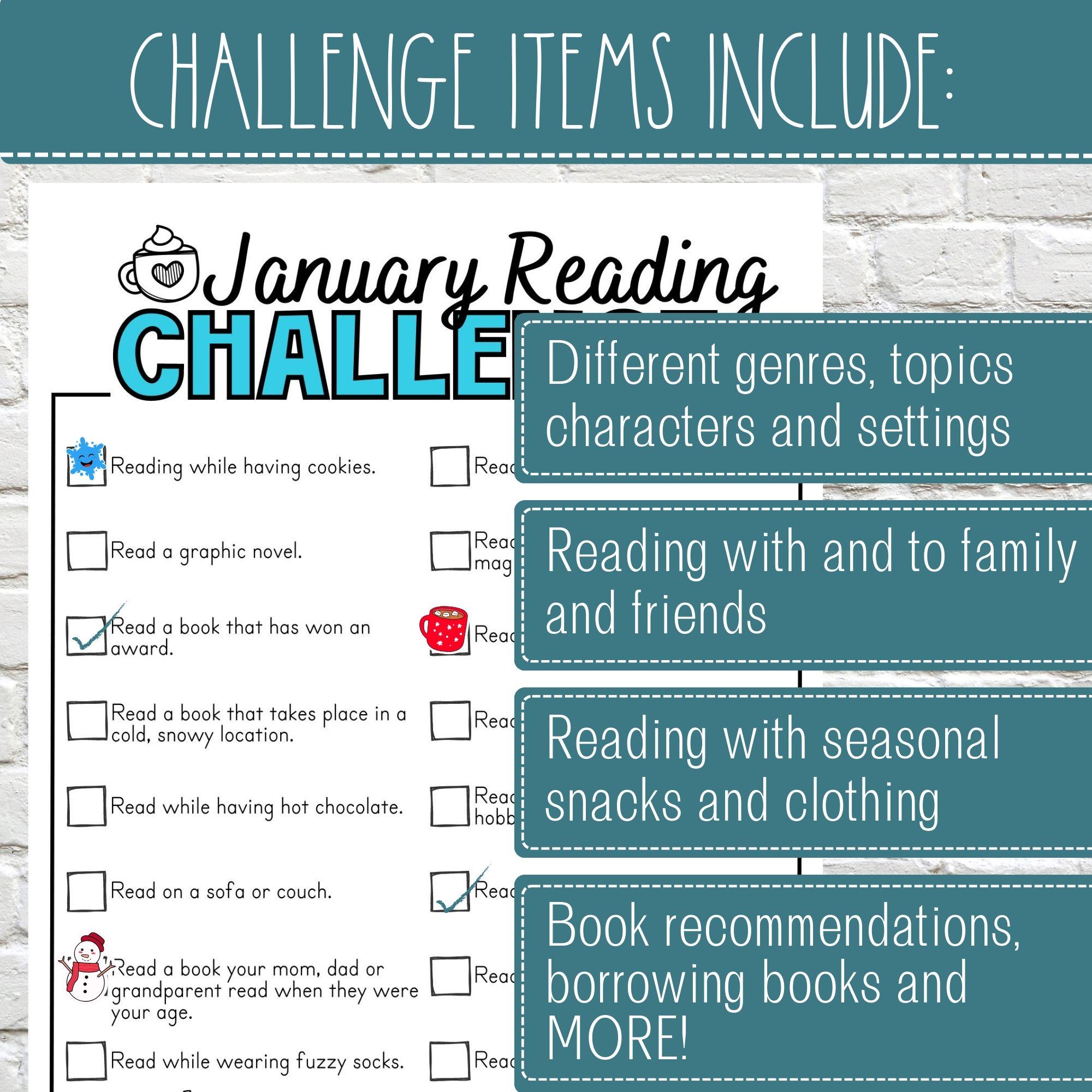 Winter Months Reading Challenge Log for Kids | INSTANT DOWNLOAD ...