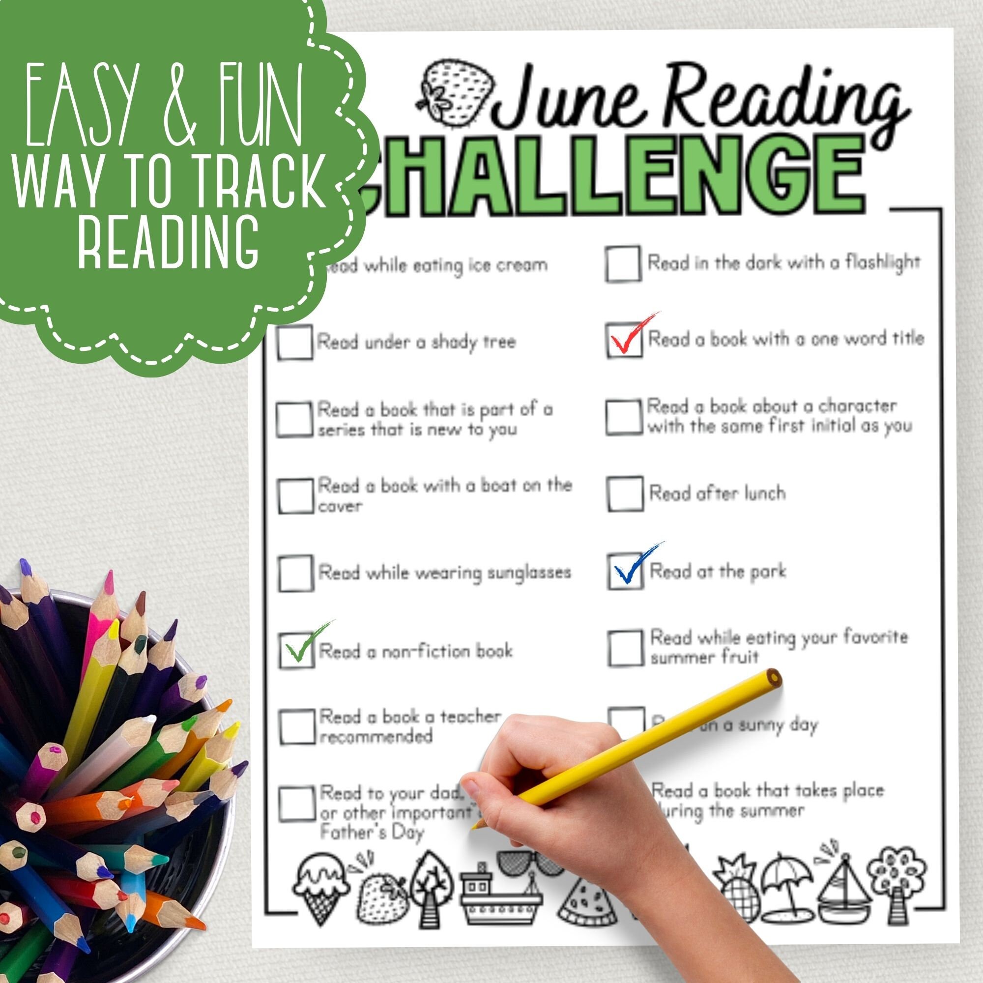 June Reading Challenge Log for Kids | INSTANT DOWNLOAD | Printable ...