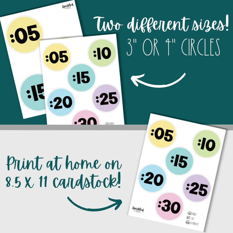 Clock Numbers Printable INSTANT DOWNLOAD, Rainbow Polka Dots Theme ...