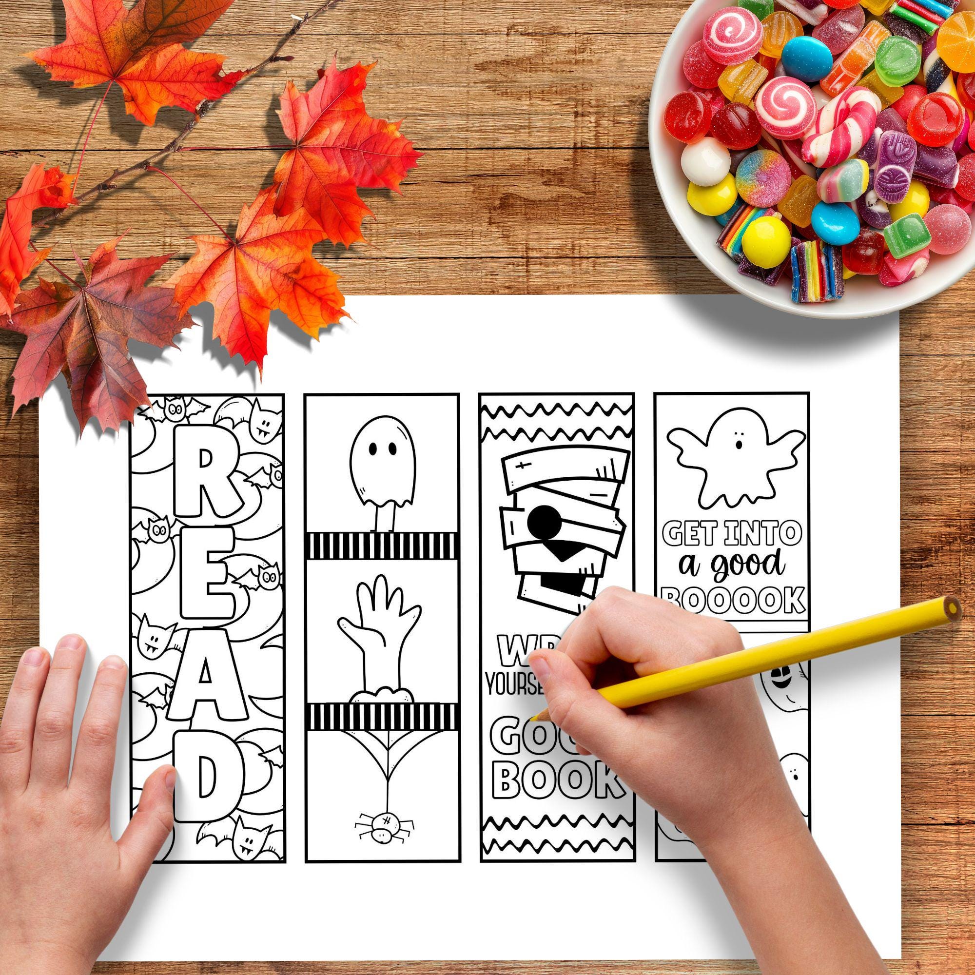 Cute Halloween Coloring Bookmarks | Printable Color Your Own Book Mark ...