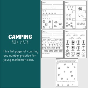 Preschool Printable Math Worksheets INSTANT DOWNLOAD Camping Counting ...