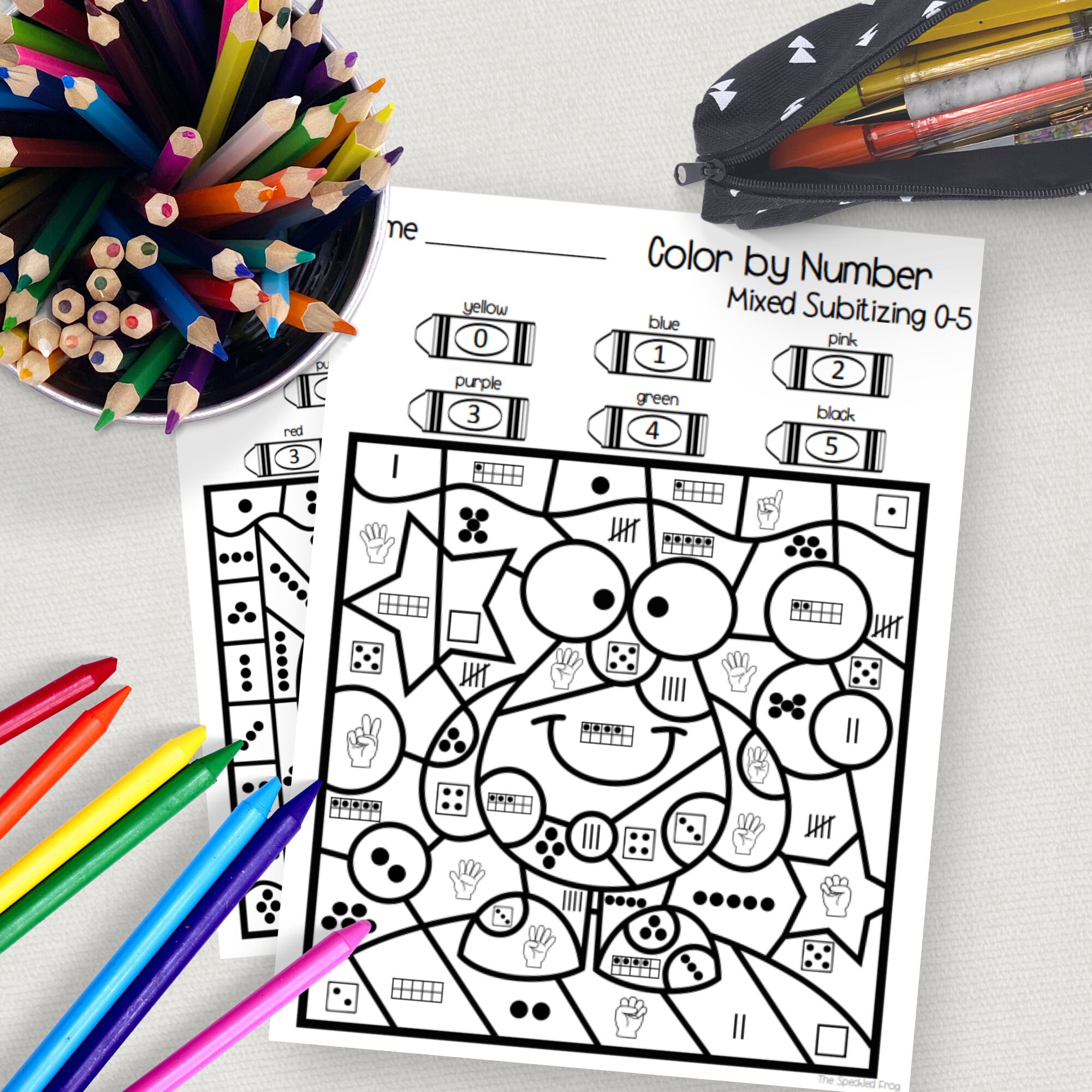 Kindergarten Worksheets Color by Number INSTANT DOWNLOAD, Subitizing ...