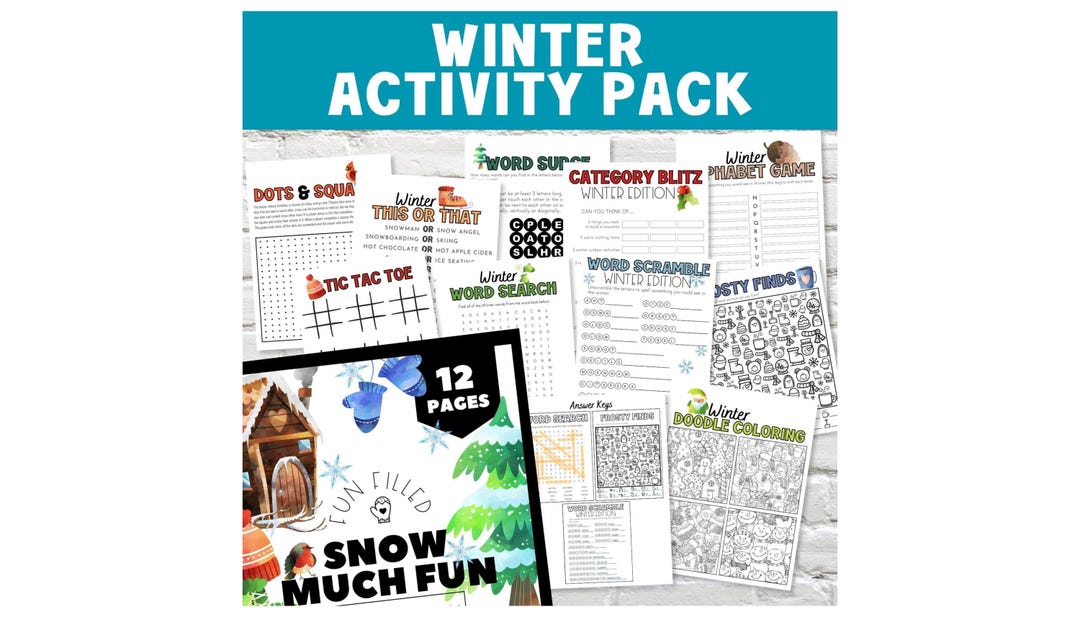 Winter Activity Book | December Coloring & Puzzles Pack | Kids January ...