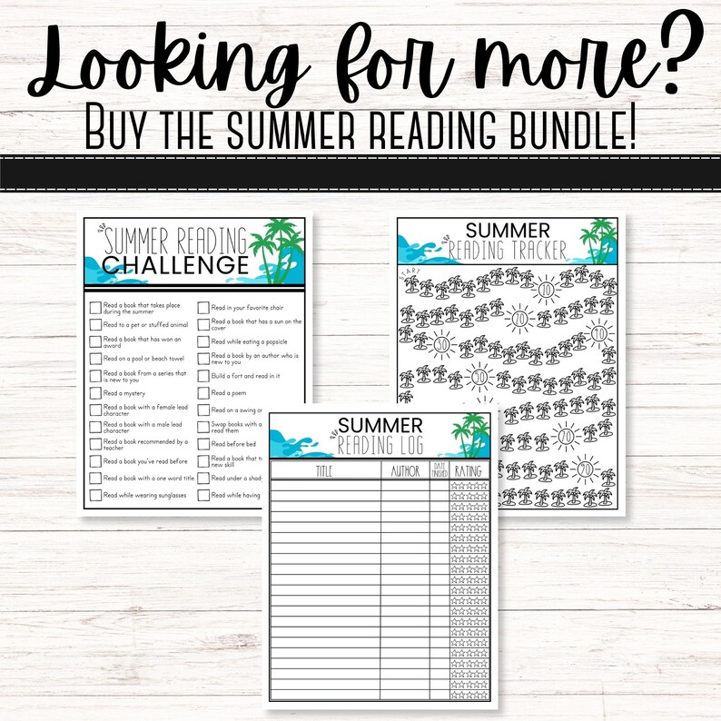 Summer Reading Logs for Kids | INSTANT DOWNLOAD | Printable Writing ...