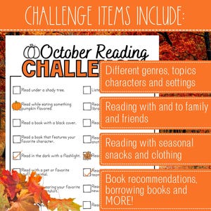 October Reading Challenge Log Kids | INSTANT DOWNLOAD | Printable ...