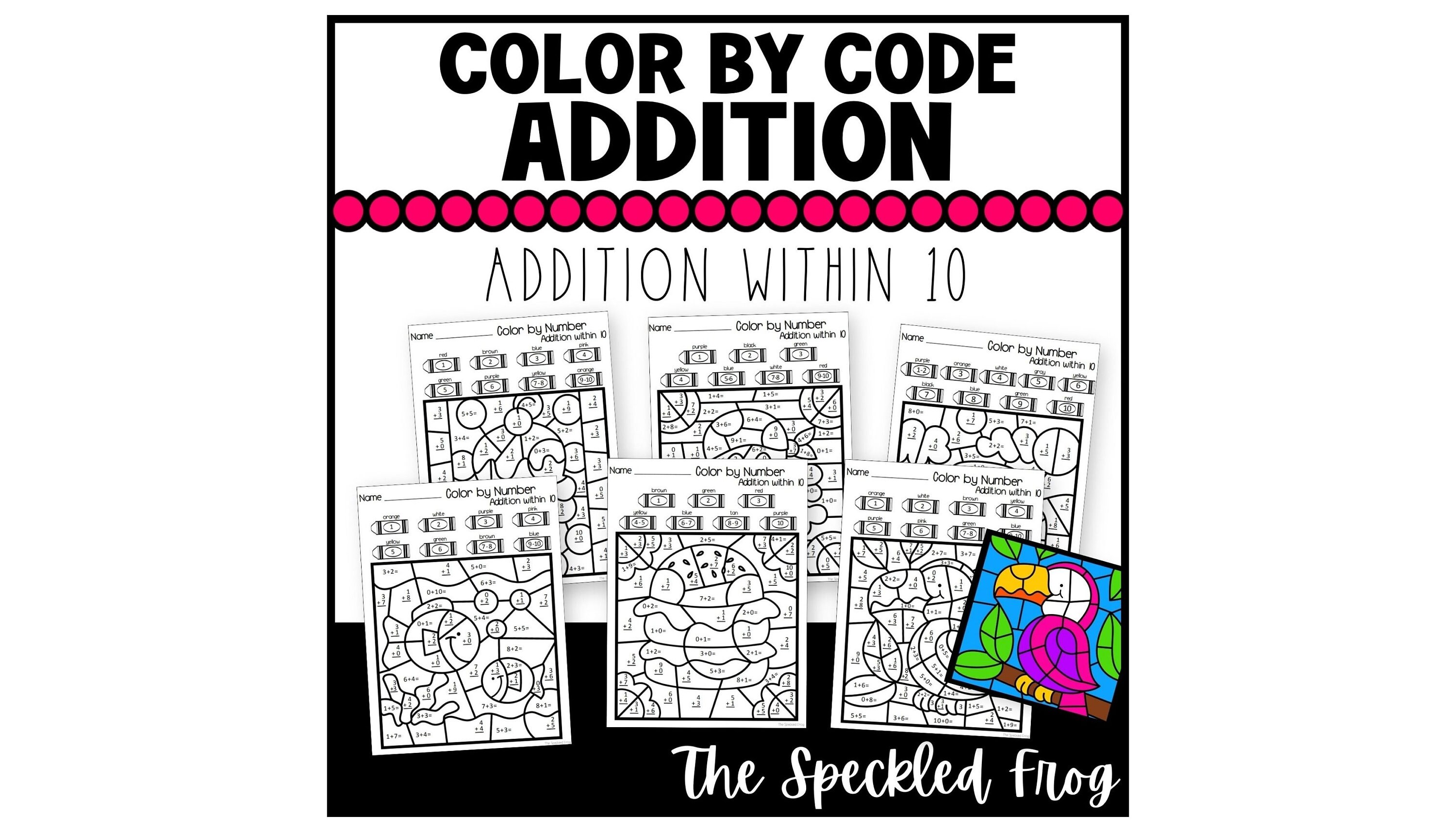 Printable Kindergarten Math Worksheets, INSTANT DOWNLOAD, Color by ...