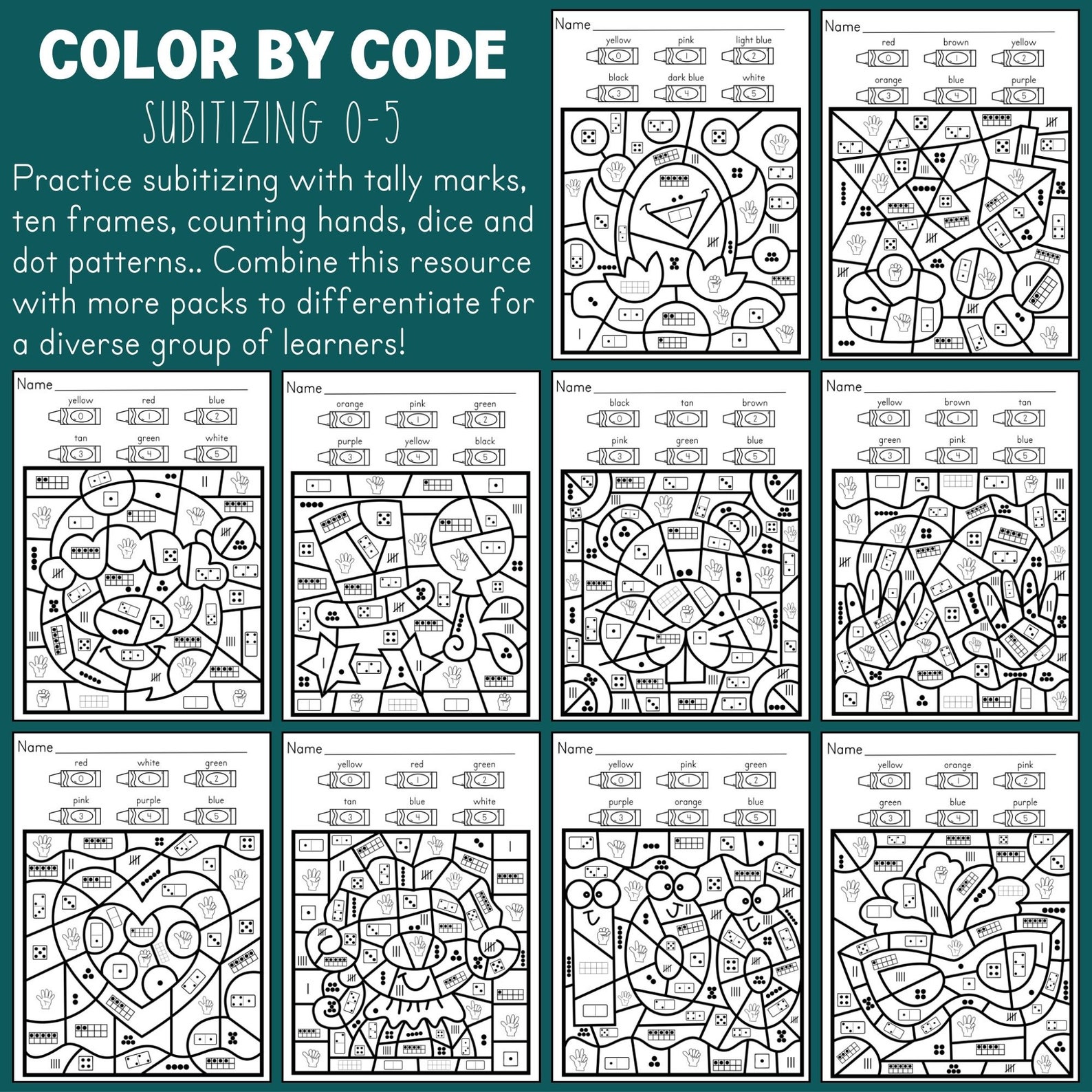 Printable Winter Holiday Color by Number 0-5 INSTANT DOWNLOAD ...