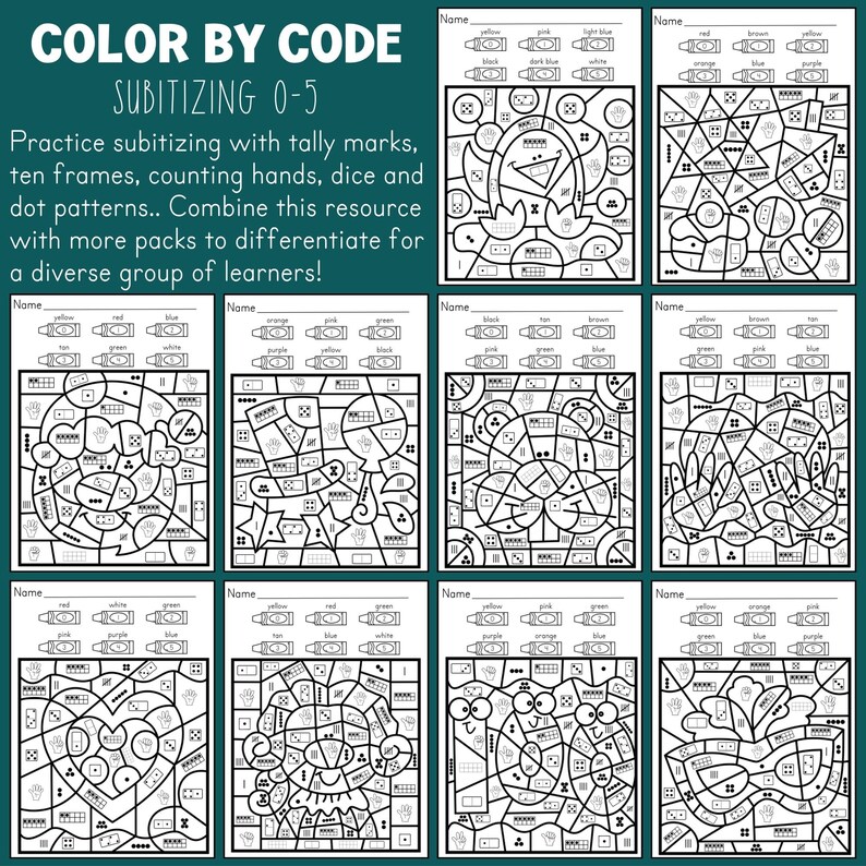 Printable Winter Holiday Color by Number 0-5 INSTANT DOWNLOAD ...