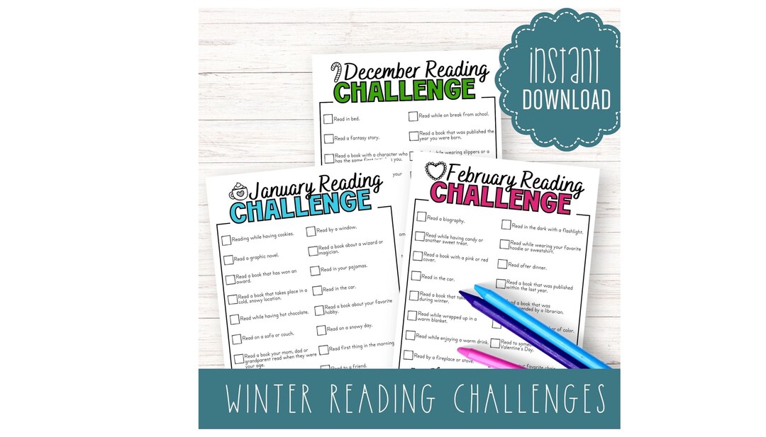 Winter Months Reading Challenge Log for Kids | INSTANT DOWNLOAD ...