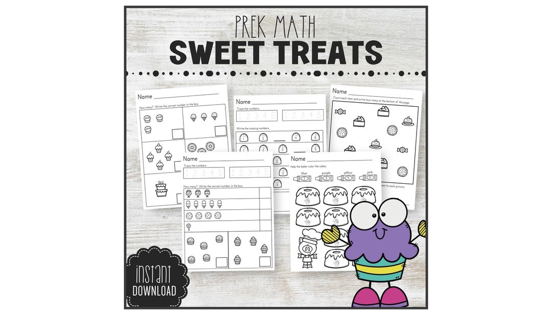 Preschool Printable Math Worksheets INSTANT DOWNLOAD Sweet Treats ...