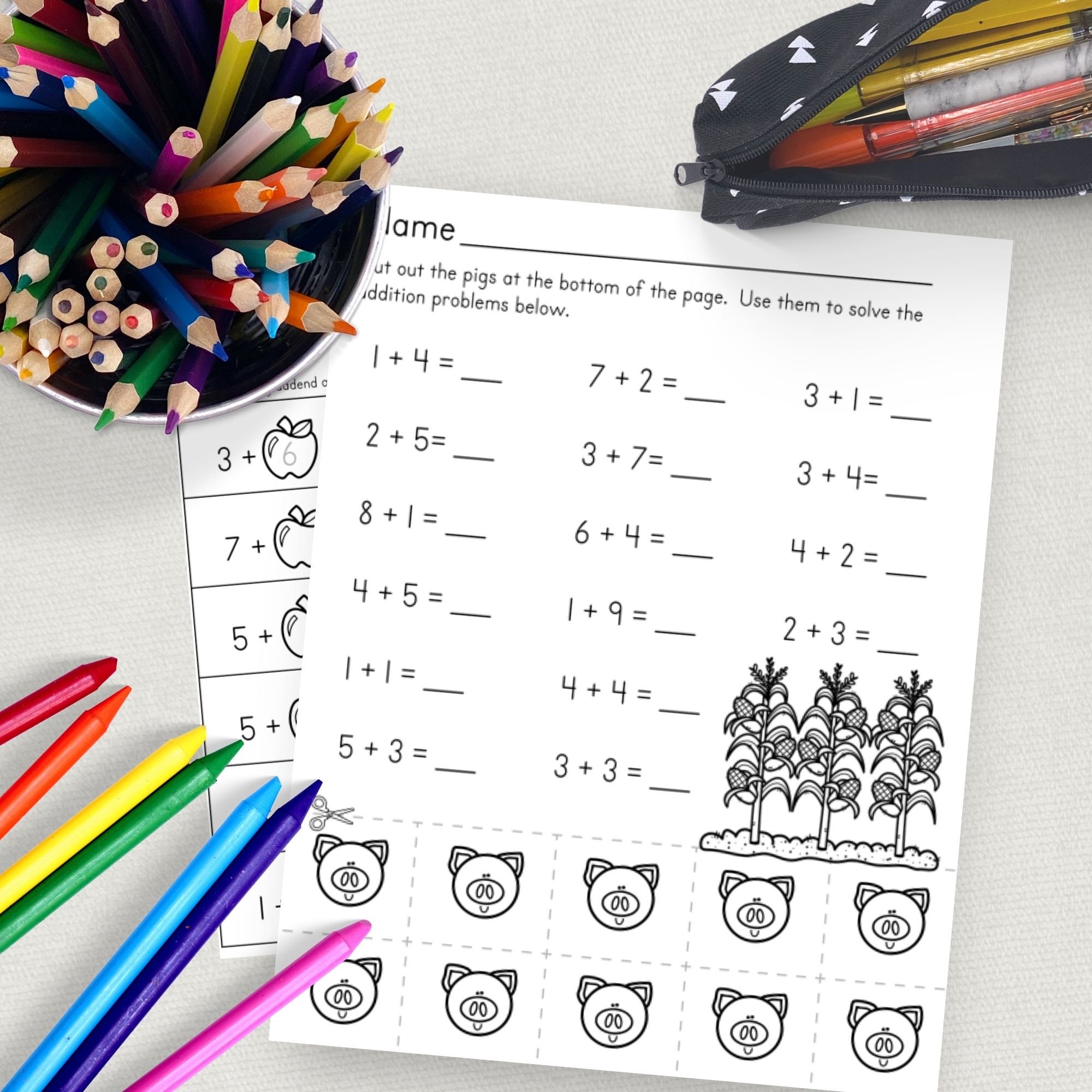 Math Activity Sheets Farm Animal Theme INSTANT DOWNLOAD Kindergarten ...