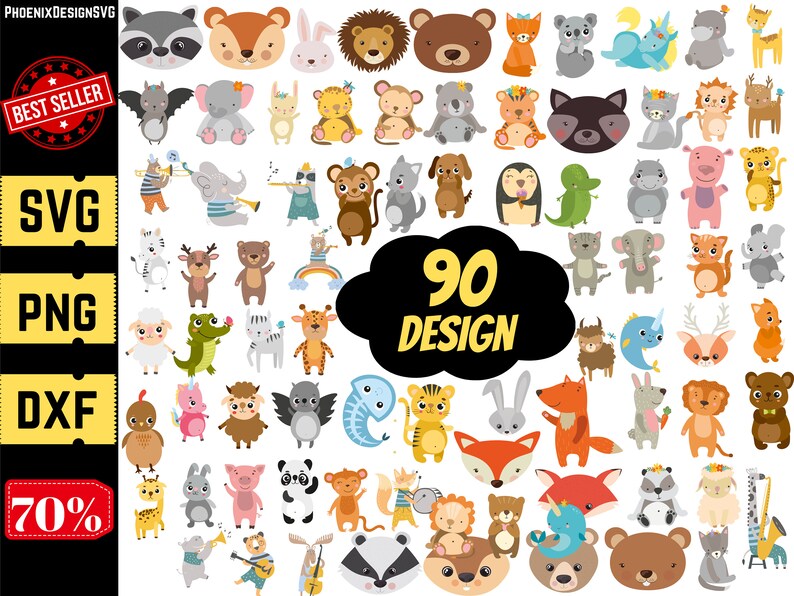 Animal SVG Bundle Cute Animal SVG Animal PNG Bundle Safari - Etsy