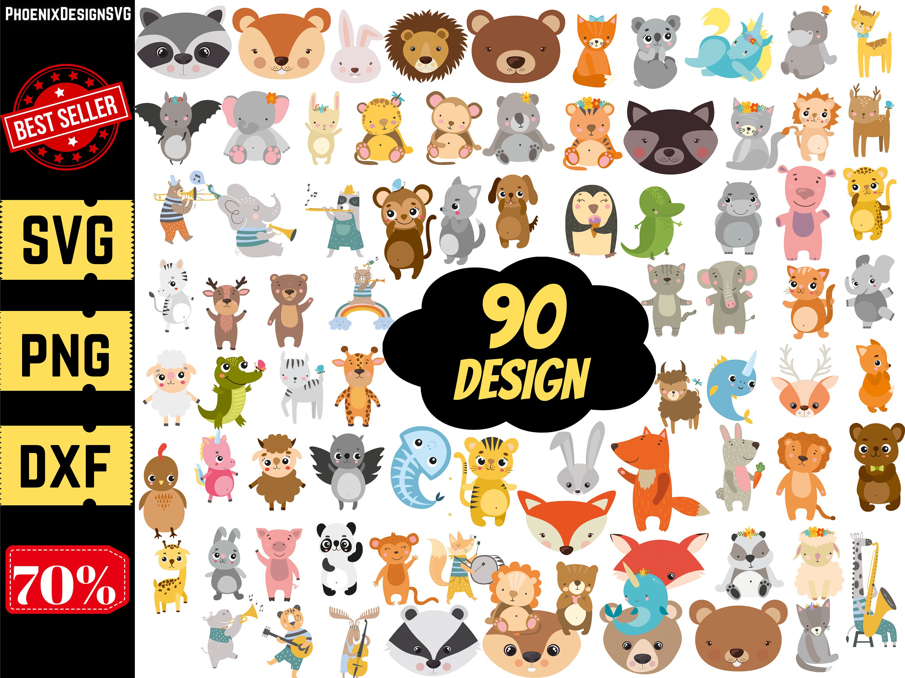 Animal SVG Bundle Cute Animal SVG Animal PNG Bundle Safari - Etsy