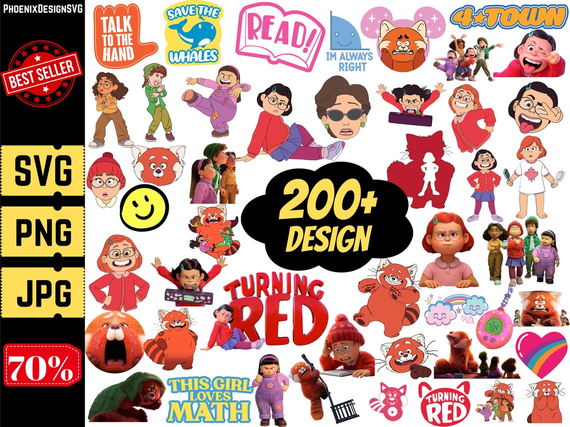 MEGA Turning Red Svg Bundle, Turning Red Png Files, Turning Red Clipart ...
