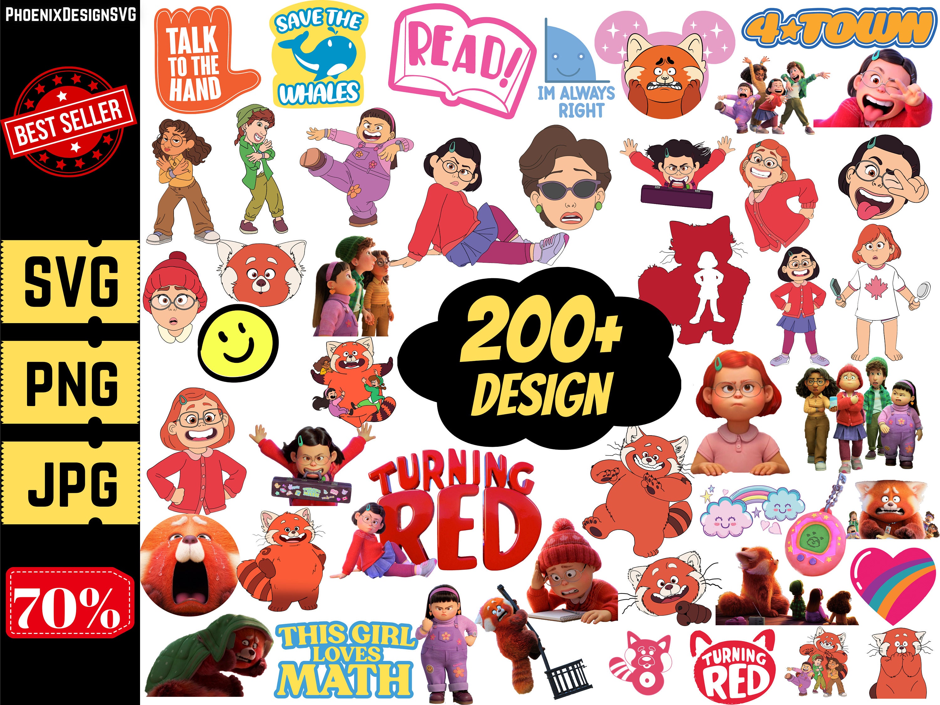 MEGA Turning Red Svg Bundle, Turning Red Png Files, Turning Red Clipart ...