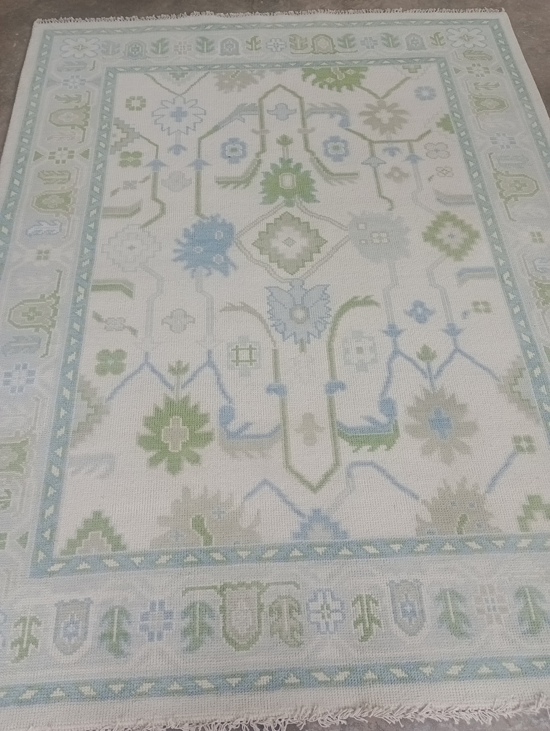 Quick Ship Blue Oushak Made to Order (in Any Size!!!!!) Geometric ...