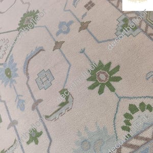 Blue Beige With Pink and Green Oushak Made to Order (in Any Size ...