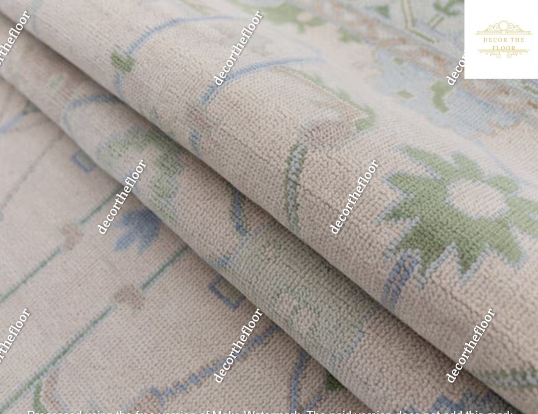 Blue Beige With Pink and Green Oushak Made to Order in Any Size ...